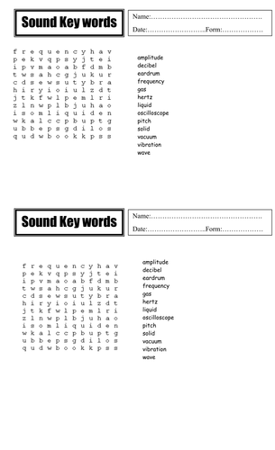 Sound wordsearch | Teaching Resources
