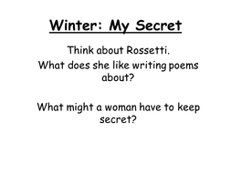 Winter My Secret by Christina Rossetti | Teaching Resources
