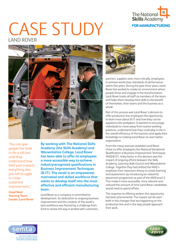 Land Rover Case Study | Teaching Resources