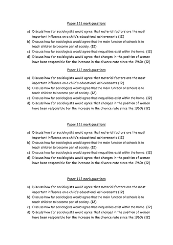 12 mark questions and answers | Teaching Resources 12 mark questions and answers | Teaching Resources