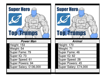Super Hero Top-Trumps - Scatter graphs lesson by nyima_drayang - UK ...