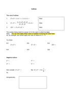 Maths Worksheets: Indices. | Teaching Resources