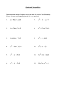 GCSE Maths: Worksheet on Quadratic Inequalities | Teaching Resources