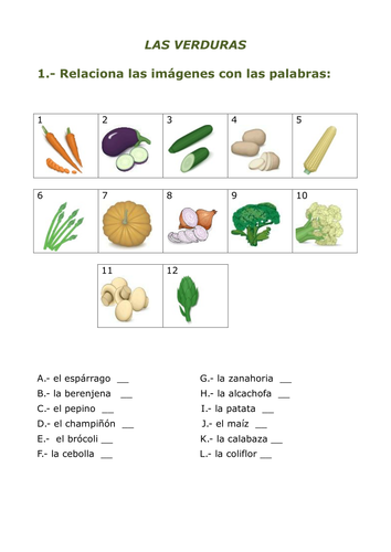 Las verduras | Teaching Resources