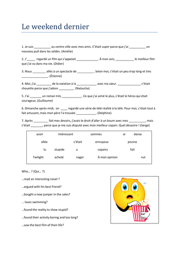Le weekend dernier | Teaching Resources