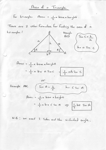 Area of a Triangle | Teaching Resources