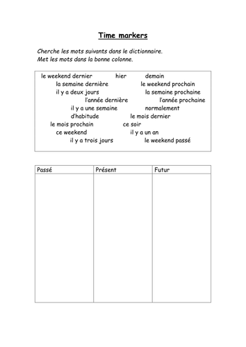 Time markers | Teaching Resources