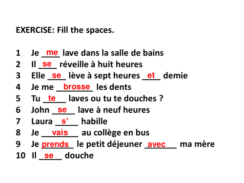Reflexive verbs animated worksheet slide | Teaching Resources