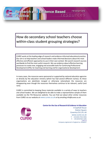Research - how do teachers choose groups? | Teaching Resources