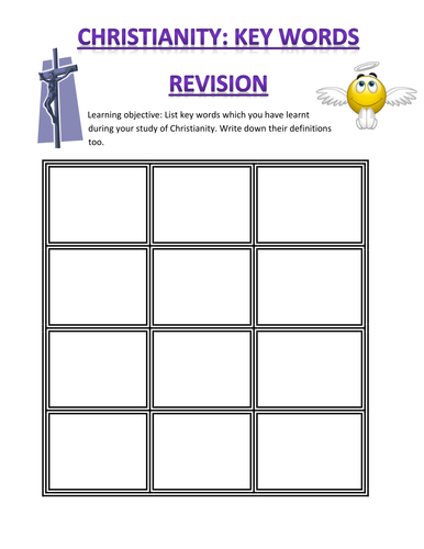 Revision activity based on Christianity key words | Teaching Resources