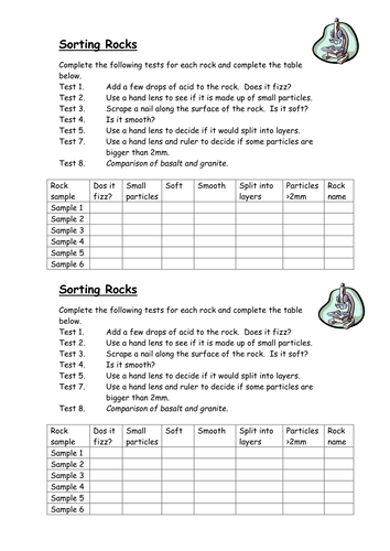 sorting rocks activity | Teaching Resources