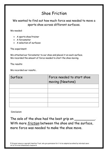 Year 4 Friction Forces Science planning and resour | Teaching Resources