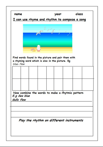 Composing and songwriting . The beach | Teaching Resources