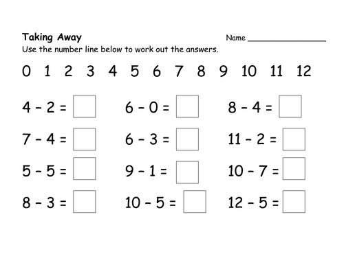 Year 1 - taking away sheet | Teaching Resources