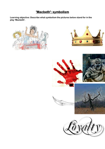 Macbeth: Theme Symbolism Images: Worksheet | Teaching Resources