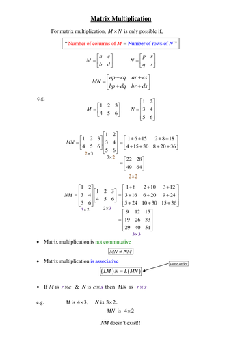 A level, Further Maths: Matrices | Teaching Resources A level, Further Maths: Matrices | Teaching Resources