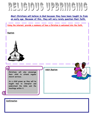 Religious upbringing as a Christian: research task | Teaching Resources
