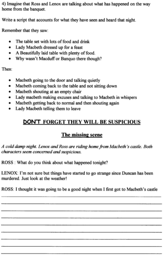 Macbeth: Staging Banquo's Ghost Scene: Activities! | Teaching Resources