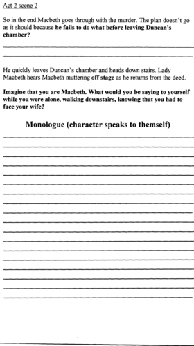 Macbeth: Murder of Duncan: Analysis of Key Scenes | Teaching Resources