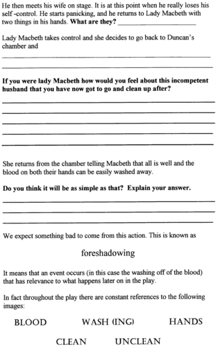 Macbeth: Murder of Duncan: Analysis of Key Scenes | Teaching Resources