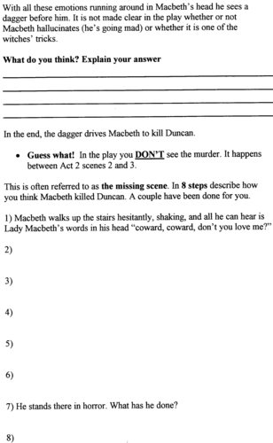 Macbeth: Murder of Duncan: Analysis of Key Scenes | Teaching Resources