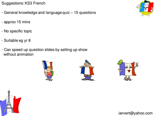 General French Quiz 1 | Teaching Resources