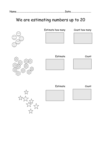 Y1 - Estimating worksheets | Teaching Resources