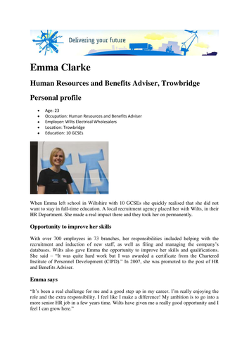 Human Resources and Benefits Adviser case study | Teaching Resources