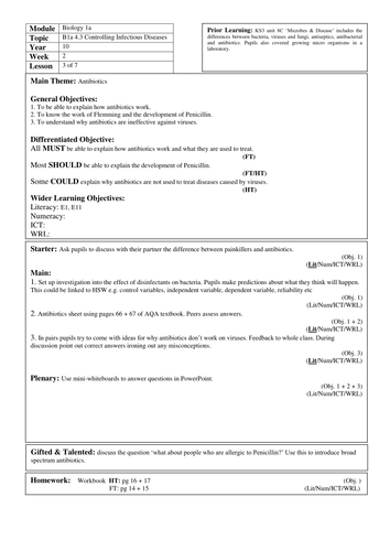 controlling infectious disease lesson plans | Teaching Resources