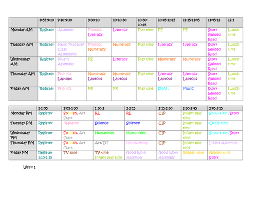 KS1 timetables | Teaching Resources