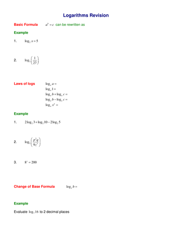 Ib Math Sl Logarithms Worksheet Ib Math Sl Logarithms Worksheet