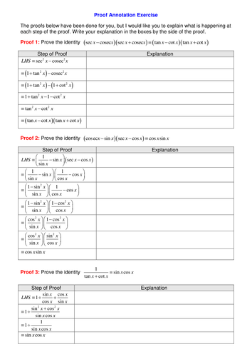 A Level Maths Reciprocal Trig Functions Worksheet By Srwhitehouse Teaching Resources Tes