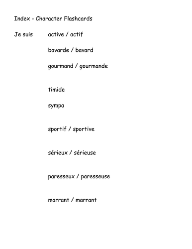 Character flashcards | Teaching Resources