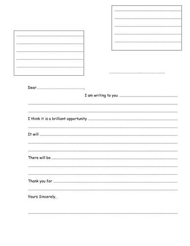 Letter writing outline | Teaching Resources