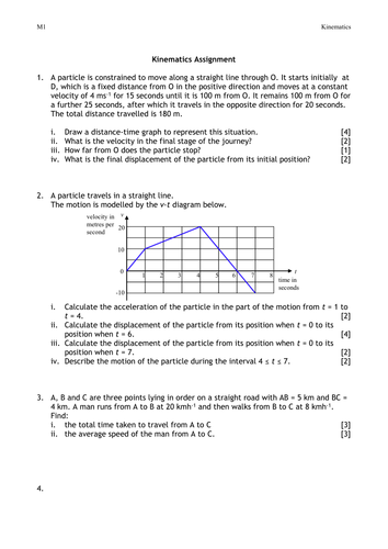Kinematics Assignment | Teaching Resources Kinematics Assignment | Teaching Resources