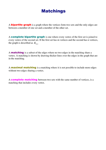 Matchings | Teaching Resources