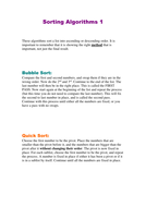 Sorting Algorithms | Teaching Resources
