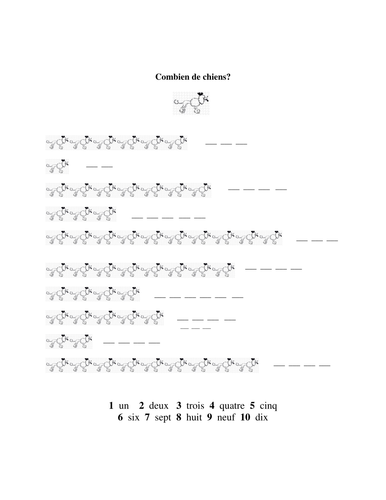 Number worksheets - French | Teaching Resources