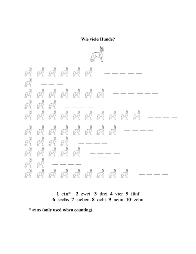 Number worksheets - German | Teaching Resources