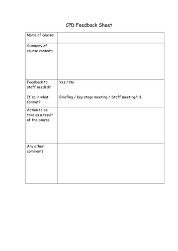 CPD feedback form | Teaching Resources CPD feedback form | Teaching Resources