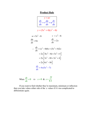 Product Rule Worked Example | Teaching Resources