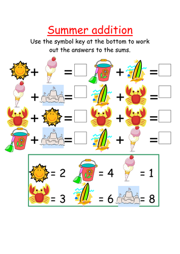 Summer symbol addition activity | Teaching Resources