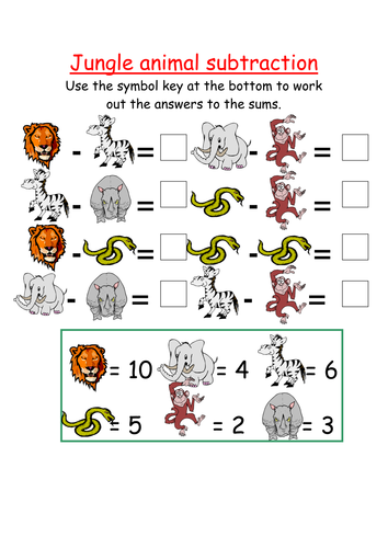 Animal symbol subtraction activity | Teaching Resources