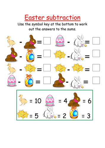 Easter symbol subtraction activity | Teaching Resources