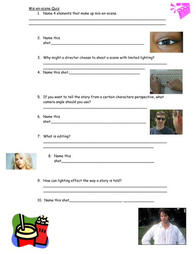 Mise-en-scene and camera angles quiz | Teaching Resources