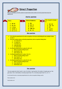 GCSE Maths: Direct Proportion Worksheet by bcooper87 - UK Teaching ...