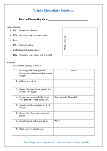 Choc chip cookies | Teaching Resources
