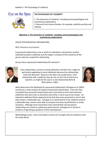 PSychology Media Booklet | Teaching Resources