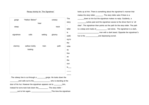 The Signalman cloze activity by Charles Dickens | Teaching Resources