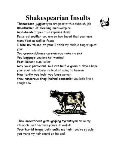 Shakespeare Insults: Active Romeo & Juliet Starter | Teaching Resources